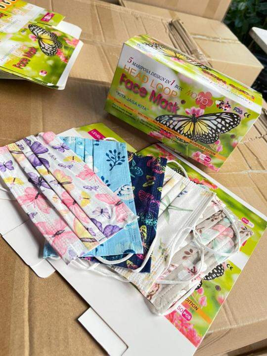 Butterfly Headloop 5in1 Batik Floral Mix 5 Mix 10 Rama-Rama 🦋 MOMO ...