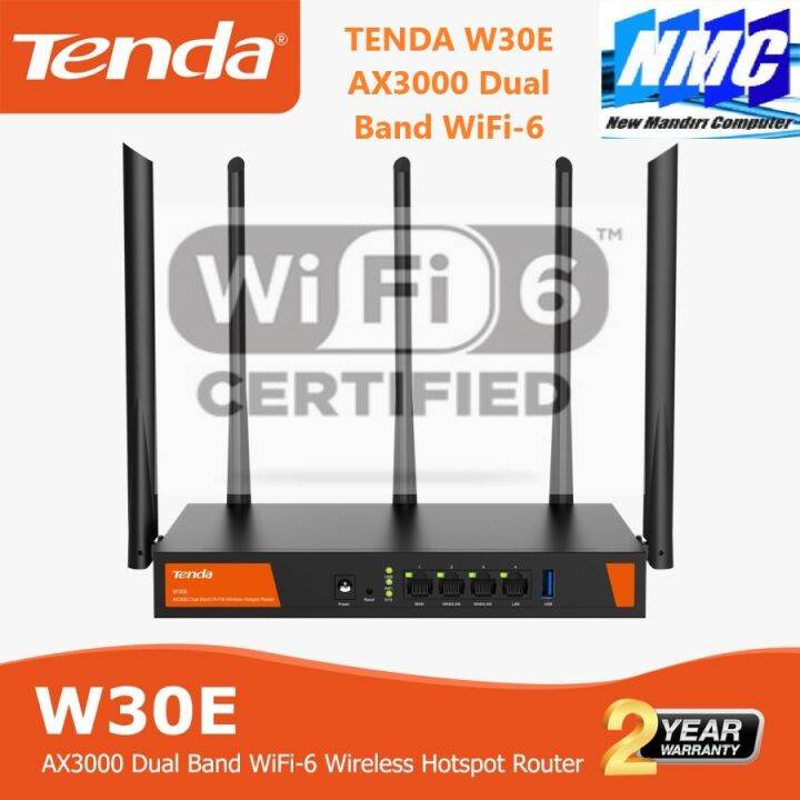 Tenda W30E V2.0 AX3000 Dual Band WiFi-6 Wireless Hotspot Router ...