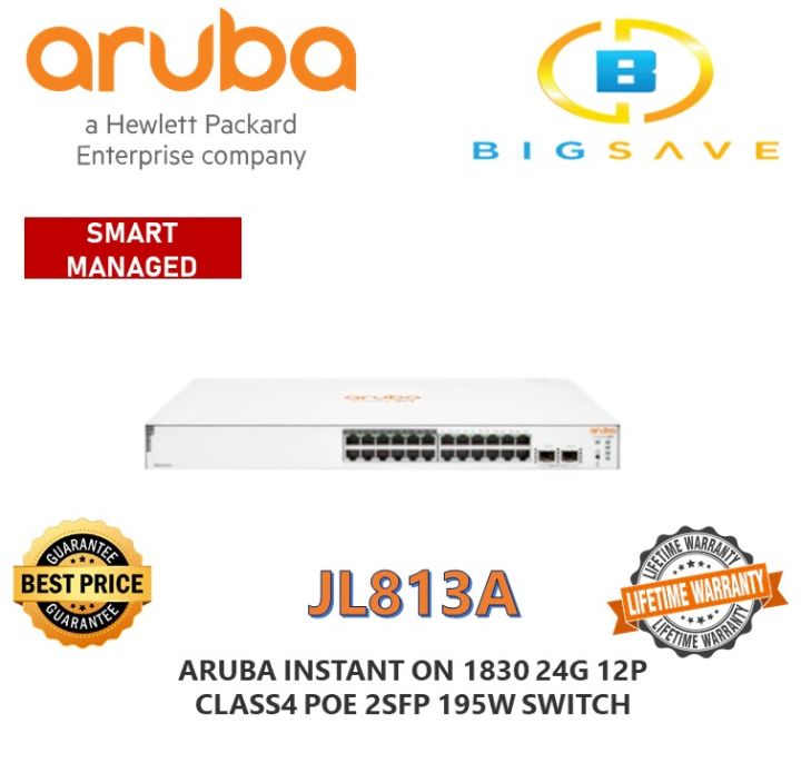 ARUBA INSTANT ON 1830 24G 12P CLASS4 POE 2SFP 195W SWITCH (JL813A) | Lazada