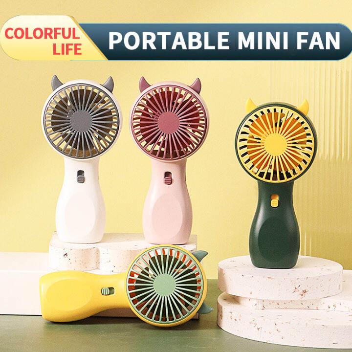 Cute Colorful Portable Mini Fan Hand Fan Cooling Quiet Led Light ...