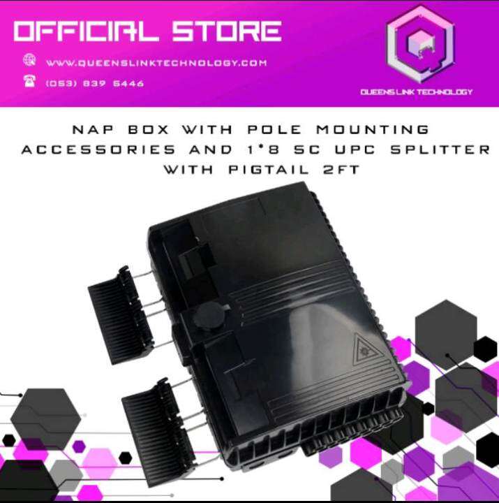 NAP BOX W/ POLE MOUNTING ACCESSORIES AND 1*8 SC UPC SPLITTER WITH ...