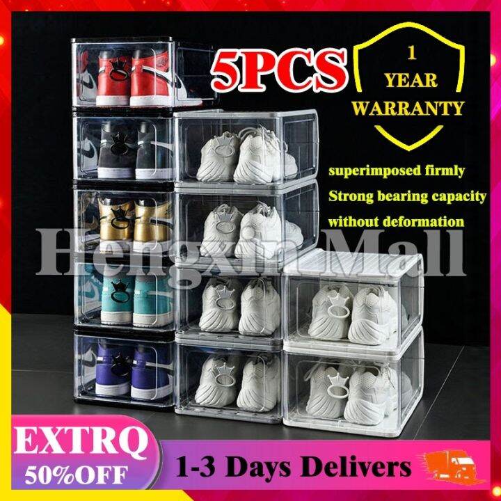 Locaupin Transparent Shoe Box Cabinet Organizer Dust-Proof Folding ...