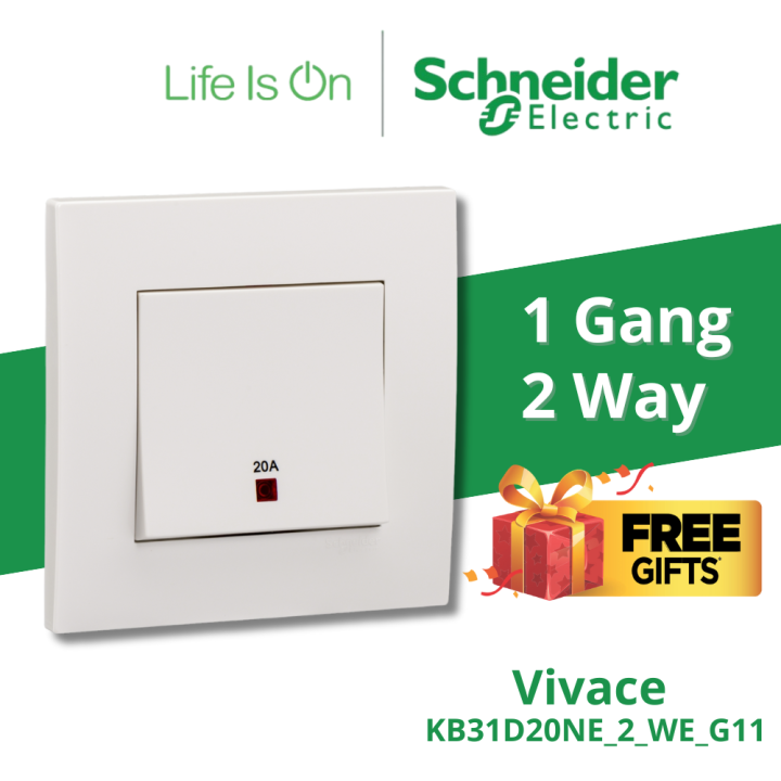 Schneider Electric Vivace Series 1 Gang 1 Way (KB31D20NE_WE_G11) / 1 ...