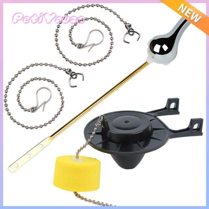 PETIYOUZA with Stainless Steel Chain Toilet Flusher Replacement Kit 2 ...