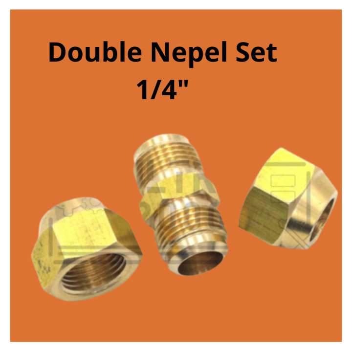Double Nepel Set 1/4 / Nepel Ac Mobil Angin Kompresor 1/4 / Nepel Sambungan Selang / Alat Alat ...