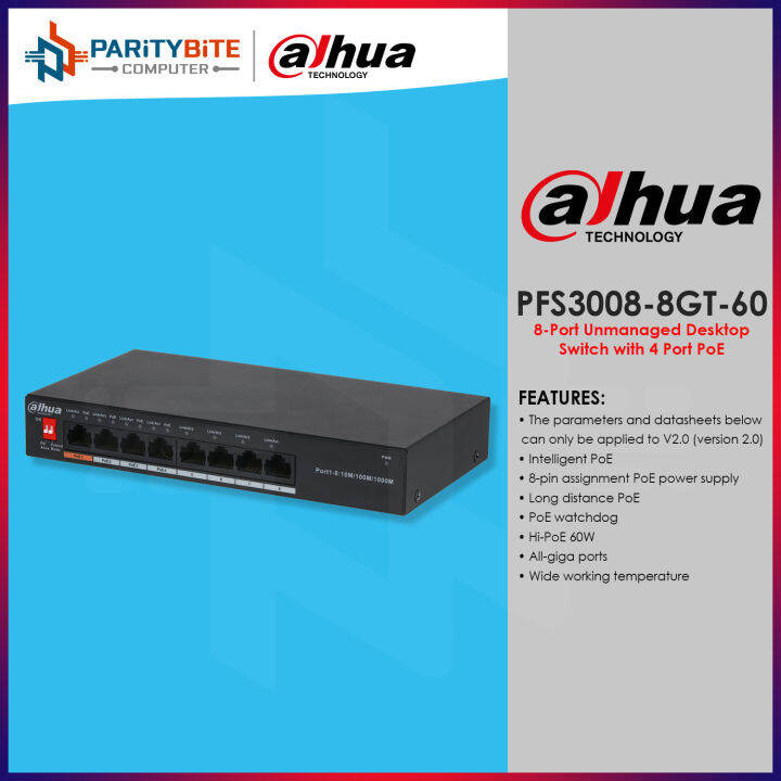 Dahua PFS3008-8GT-60 8 PORTS POE SWITCH Unmanaged Desktop Switch ...