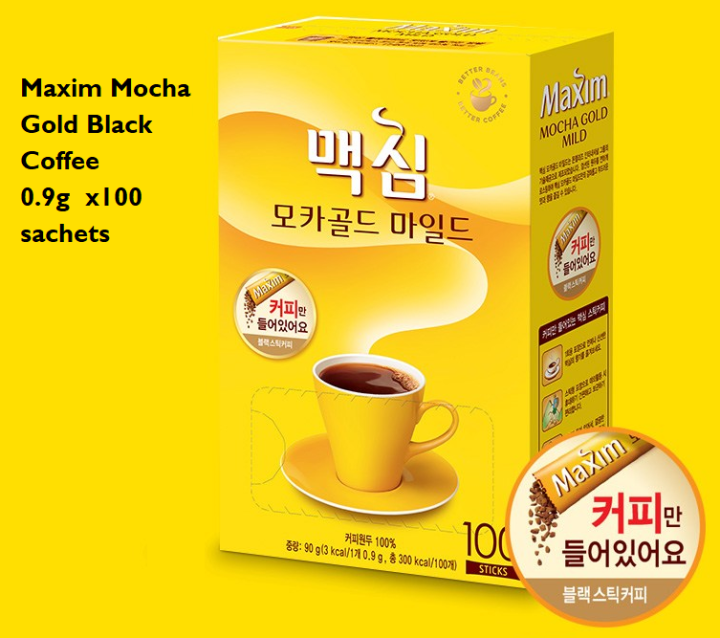 Korea Maxim Mocha Gold Mild Black Instant Coffee Mix (0.9g x 100 ...