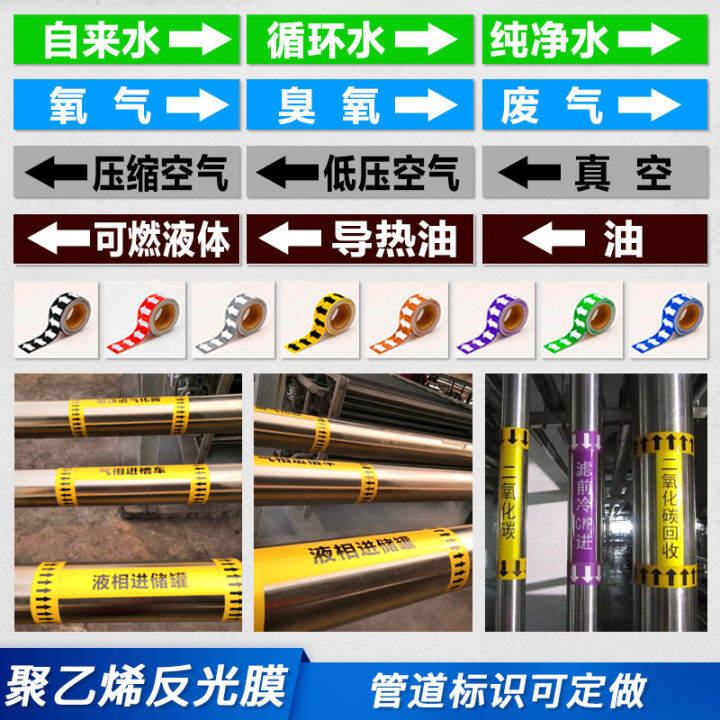 National standard reflective film industrial pipeline labeling text ...