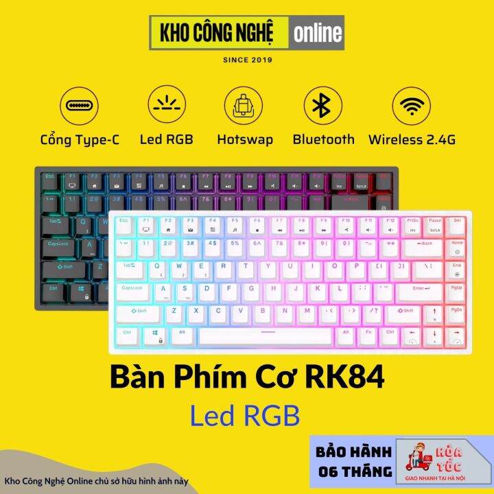 Rk84 - Bàn phím cơ RK84 có 3 chế độ kết nối ( Bluetooth 5.0, Wireless 2 ...