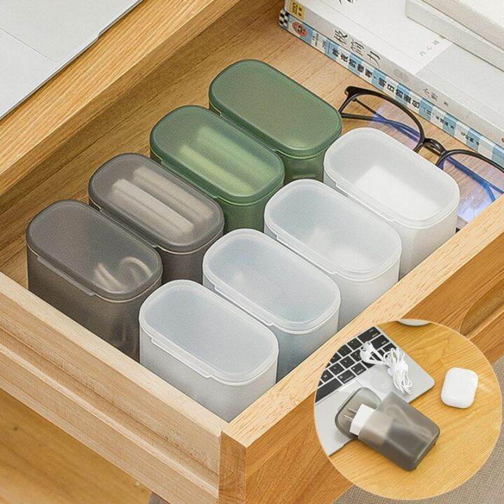 Portable Plastic Cable Storage Box Data Line Storage Container for Desk ...