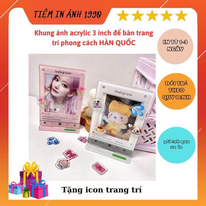 TẶNG 10 ICON TRANG TRÍ Khung kèm ảnh bằng Acrylic 3Inch để bàn trang ...