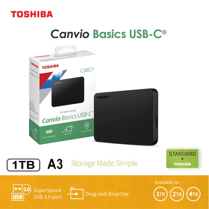 Toshiba Canvio Basic 1TB A3 - HDD Hardisk Eksternal USB 3.2 Type-C | Lazada Indonesia