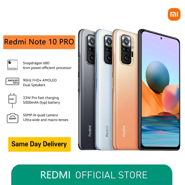 Redmi Note 10 Pro Cellphone 8GB+128GB Global Version smartphone 6.6inch ...
