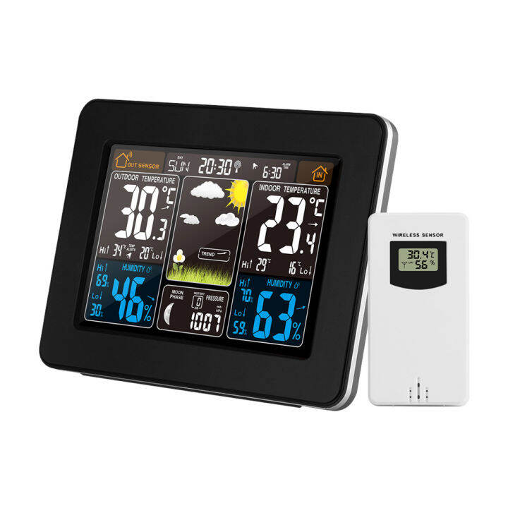 Color Weather Station Indoor/Outdoor Wireless Temperature Humidity ...