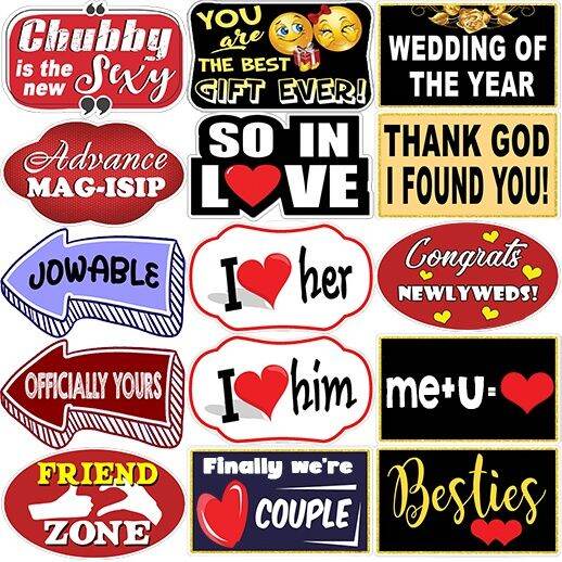 【READY STOCK】 ☞Best Hugot Photobooth Props 15 pcs set in 1.5mm ...