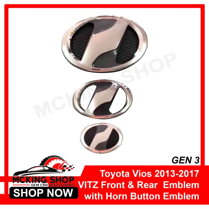 Toyota Vios 2013-2017 Front and Rear Vitz Emblem (With Steering Wheel ...