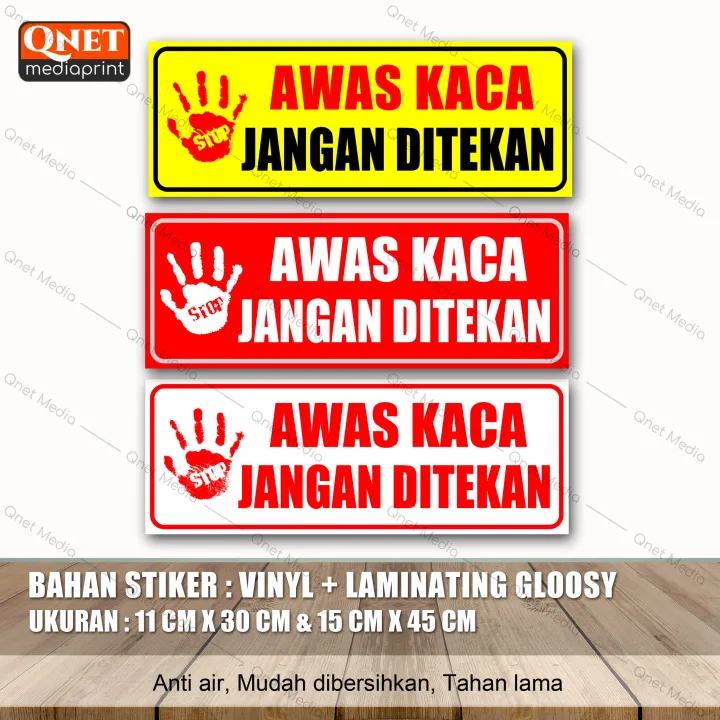 STIKER AWAS KACA + LAMINASI GLOSSY | Lazada Indonesia