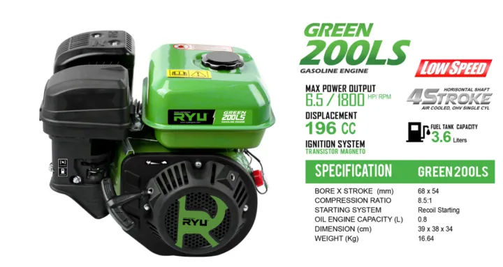 RYU Gasoline Engine RS 200 / Mesin Penggerak 6.5 HP / Mesin Ketinting ...
