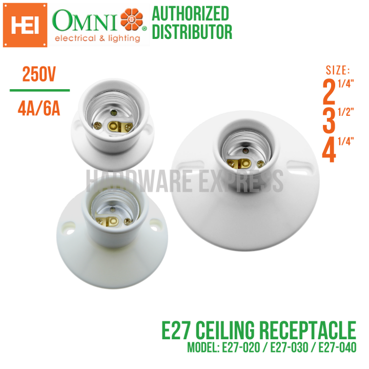 Omni E27 Ceiling Receptacle w/ Screws 2 1/4″, 3 1/2″, 4 1/4″ E27-020 ...