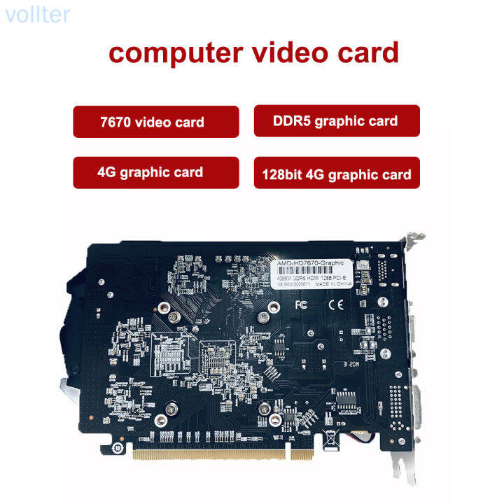 Computer Video Card HD 7670 4G Graphic Card DDR5 128bit HD Desktop ...
