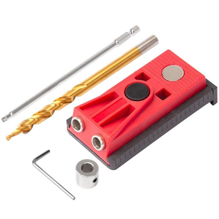 Pocket Hole Jig Set with Two Hole Jig, Step Drill Bit, Stop Collar ...
