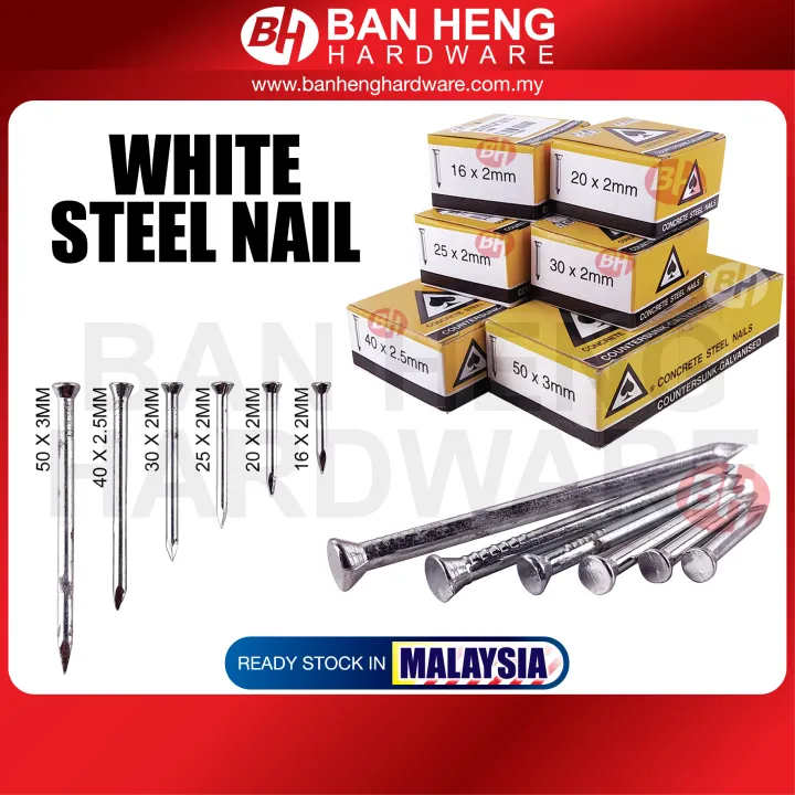 ACE BRAND GALVANISED FLAT HEAD -COUNTERSUNK STEEL CONCRETE NAIL PAKU ...