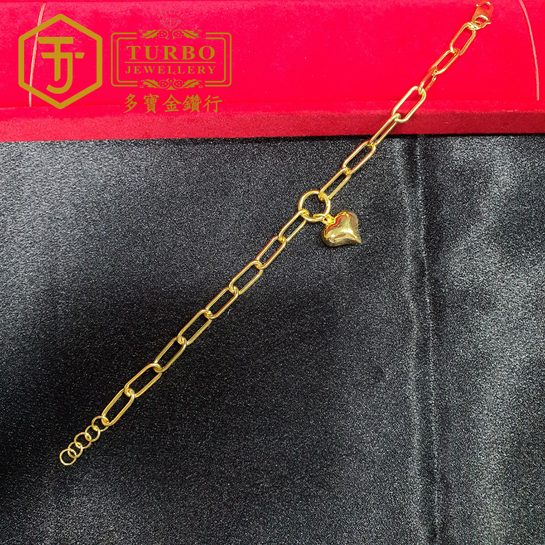 TURBO [916G] Rantai Tangan Klip kertas Love 光身扁蛋圈吊立体爱心手链 Paper clip Love Bracelet | Lazada