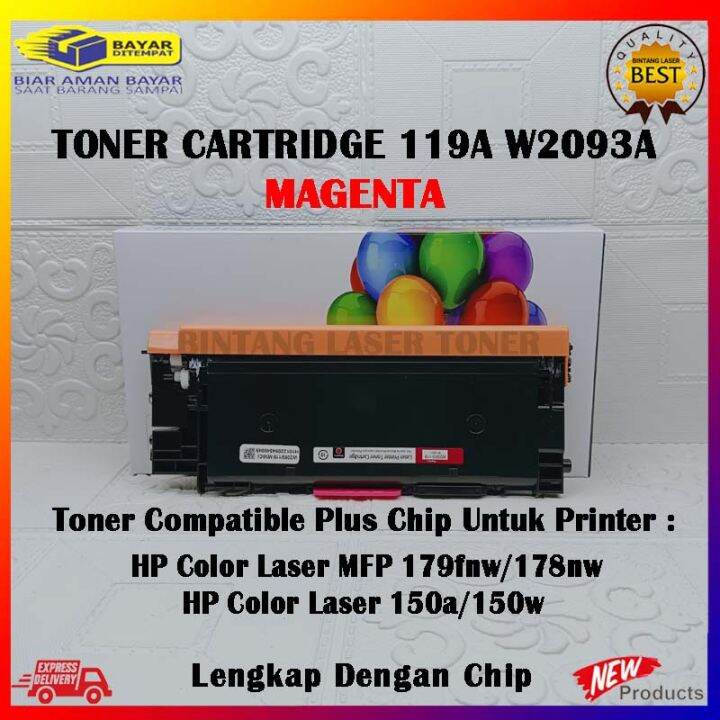 Toner Cartridge Compatible 119A W2093A Warna (Magenta) Untuk Printer Color HP LaserJet MFP ...