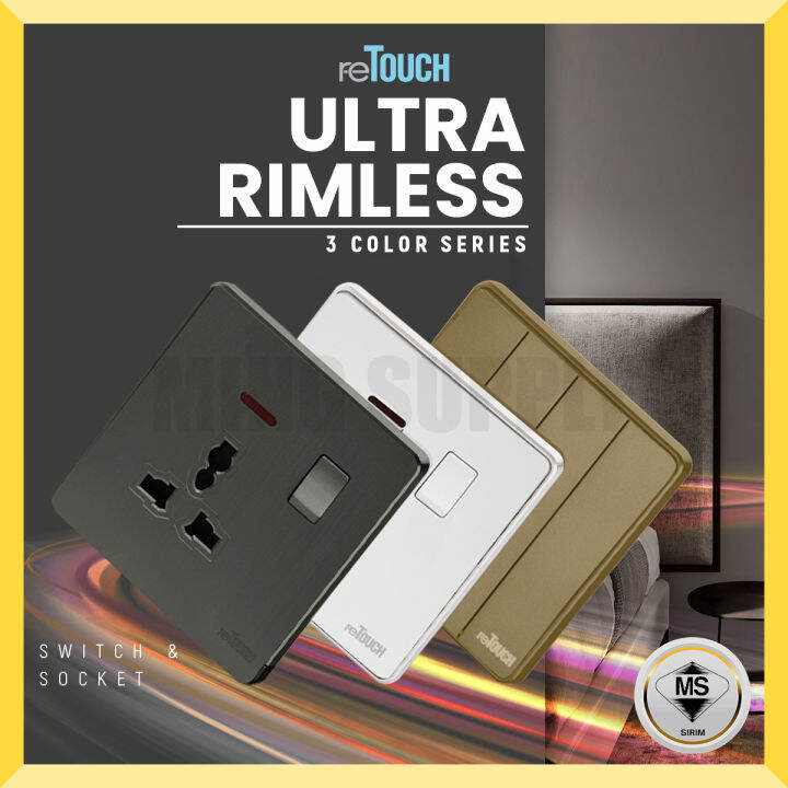 MS_ SIRIM reTouch Ultra Rimless White Modern Socket Wall Switch Door ...