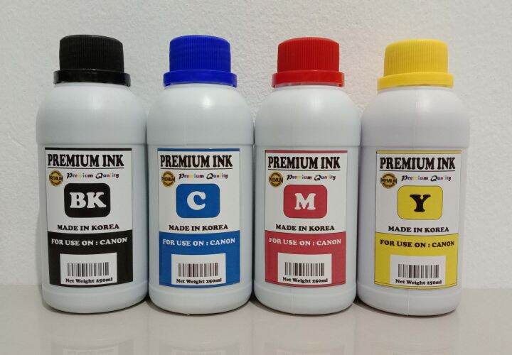 TINTA ISI ULANG / REFILL PRINTER CANON ISI 250 ML PAKET 4 WARNA PREMIUM ...