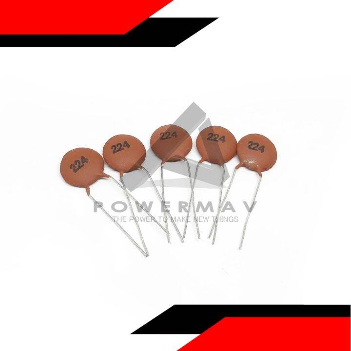 5pcs 220nf ceramic capacitor 220 nf 224 Ceramic Capacitor 50v 224pf Red ...