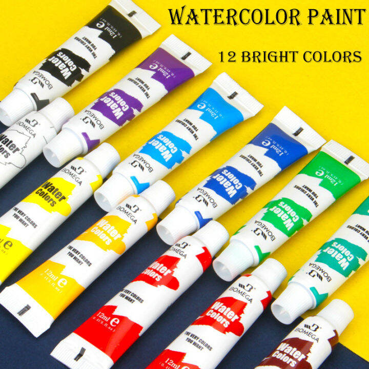 WATERCOLOR ACRYLIC OIL 12 Colors Tubes 12ml Paint Tube Drawing Painting ...