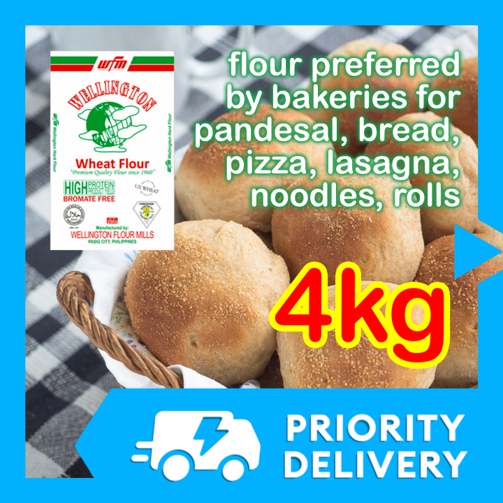 4kg Wellington BREAD FLOUR FOR BAKING Bread Wheat Flour for Pandesal ...