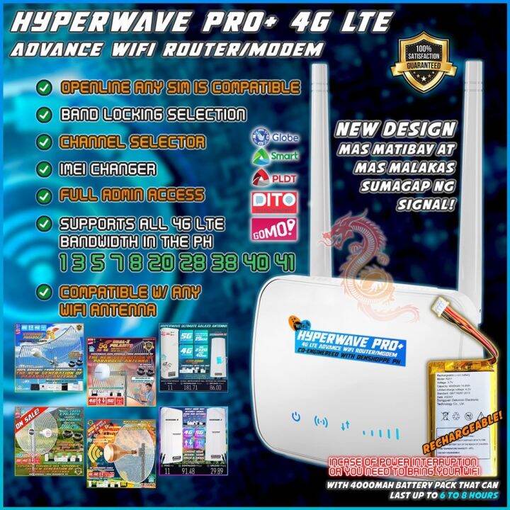 HyperWave WiFi Router Modem LTE with SIM SLOT Globe OLAX B535 B315 B310 ...