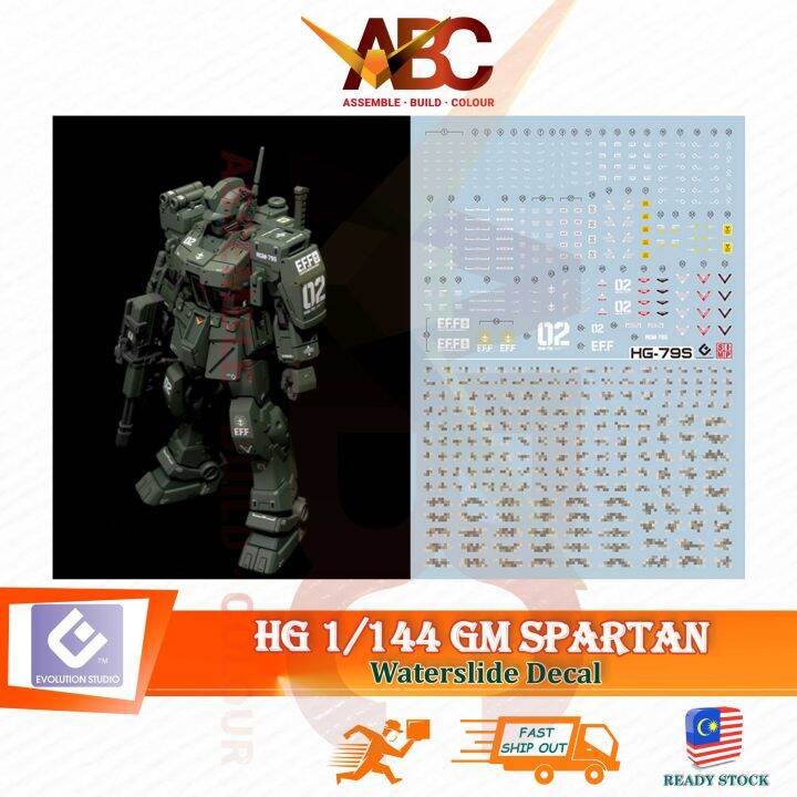 (Evo) Waterslide Decal - HG 1/144 GM Spartan (Fluorescent) RGM-79S HGUC Model Kit Water Sticker ...