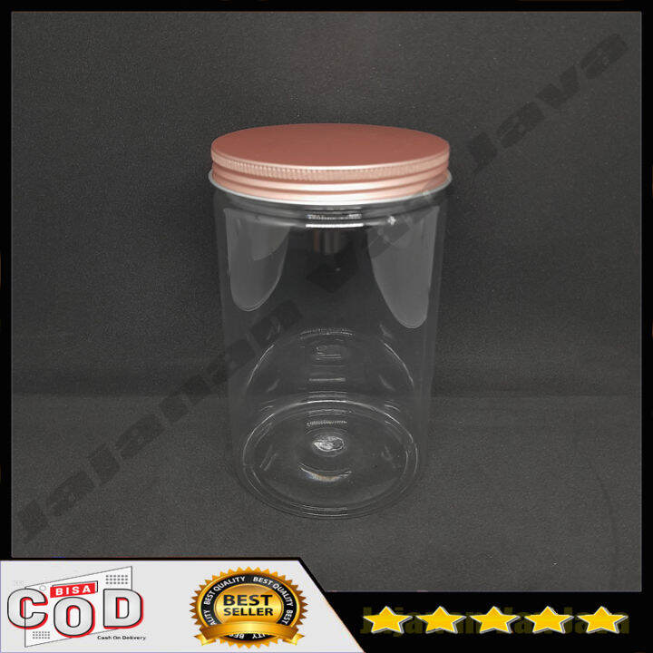 Toples Tabung 1000 ml tutup Aluminium Toples Kue Kering Toples Jar Plastik Bening 1000 ml PET ...