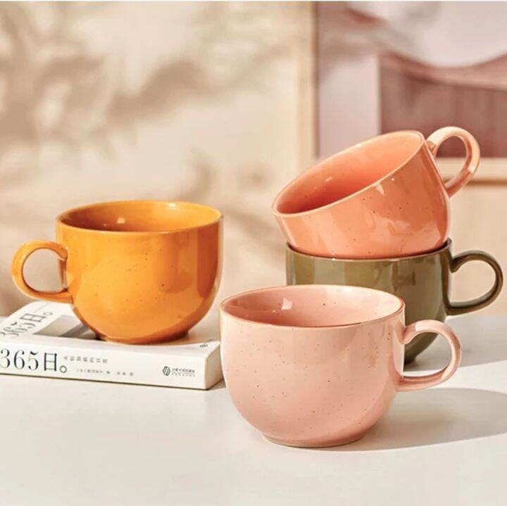 TAZA PH 630 ml Large Capacity Glossy Ceramic Mug Pastel Soup Bowl Cup ...