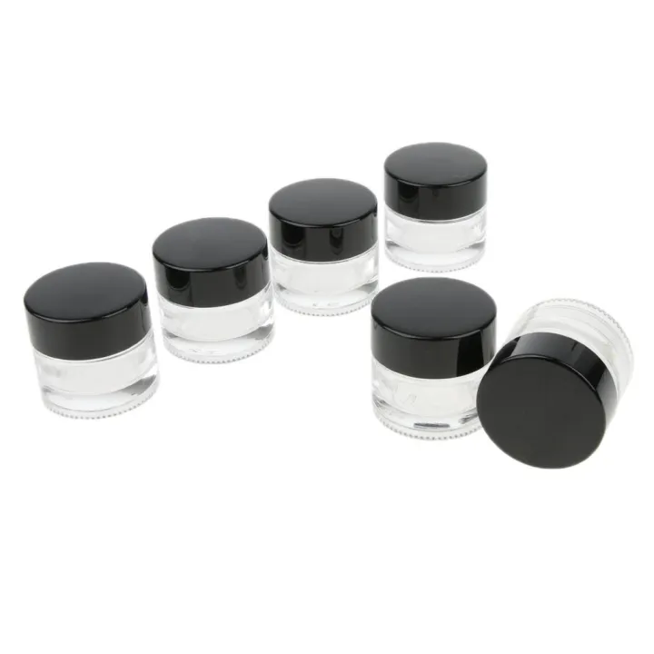 BolehDeals 6 Pcs Empty Glass Sample Containers 5g Round Cosmetic Pot ...