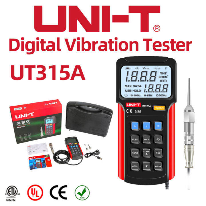 UNI-T UT315A การสั่นสะเทือนแบบดิจิตอลเครื่องทดสอบการสั่นสะเทือนการเร่งความเร็ว Displacement ...