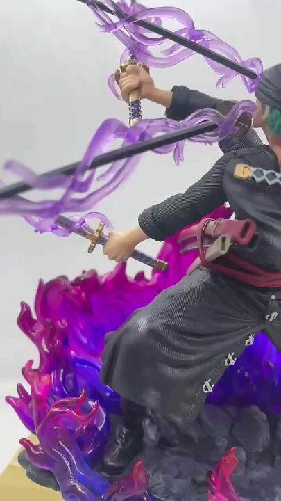 40cm Anime Figures Roronoa Zoro Figure Enma Wano Country Three Heads ...