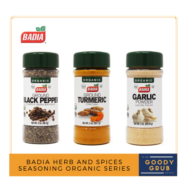 Badia Herbs Spices Seasoning | Organic Series | Black Pepper | Turmeric ...