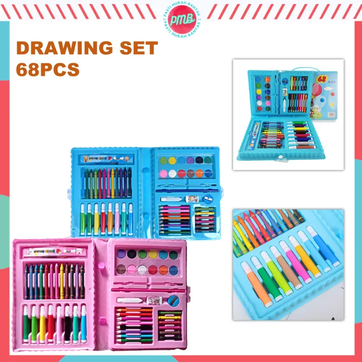 PMB Drawing Set 68Pcs Oil Pastel Crayon 68 IN 1 Set Krayon Mewarnai dan ...