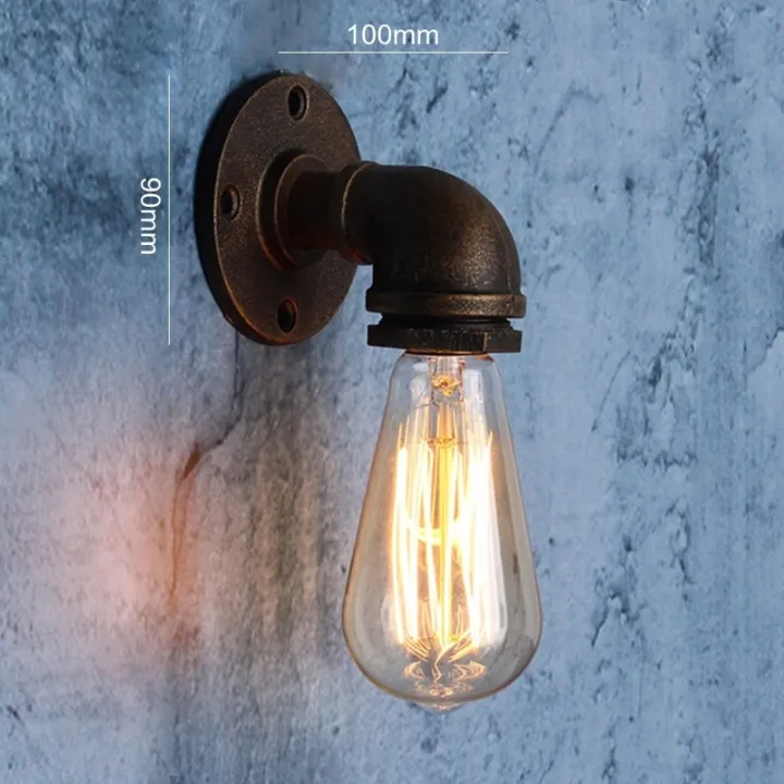 【Metal】(E27) Retro Industrial Wall Lamp Water Pipe Light Edison Bulbs ...