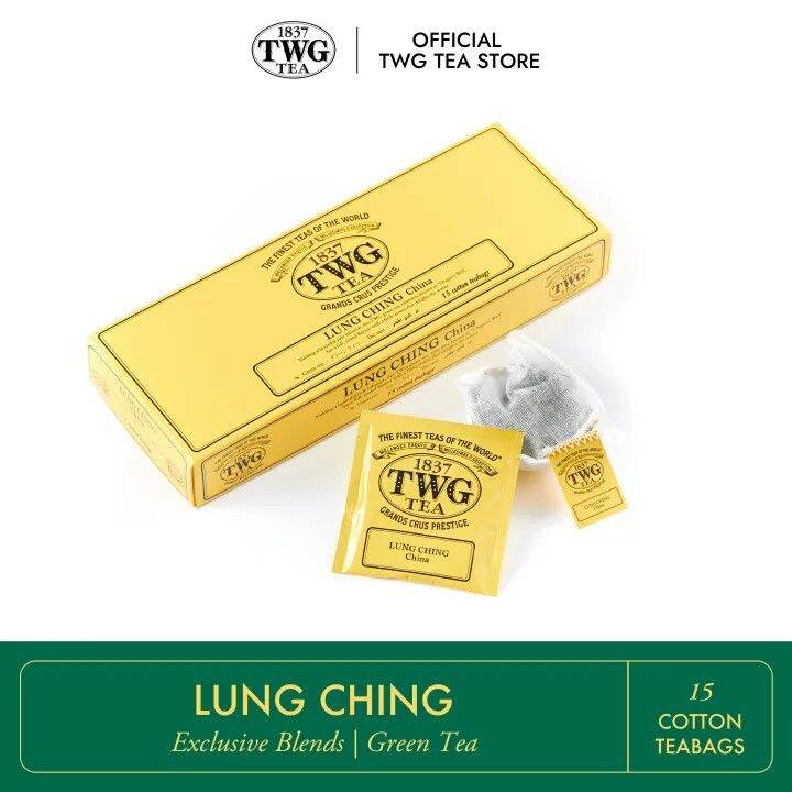 TWG Tea | Lung Ching, Single Estate Green Tea in 15 Hand Sewn Cotton Tea Bags in Giftbox, 37.5g ...