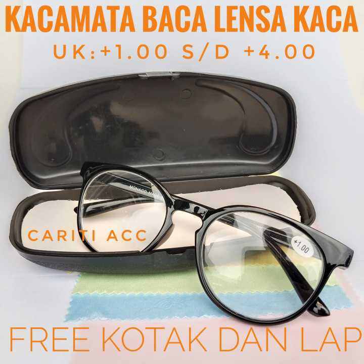 BAYAR DI TEMPAT / KACAMATA BACA LENSA ASLI KACA / KACAMATA PLUS PRIA DAN WANITA MODEL OVAL ...