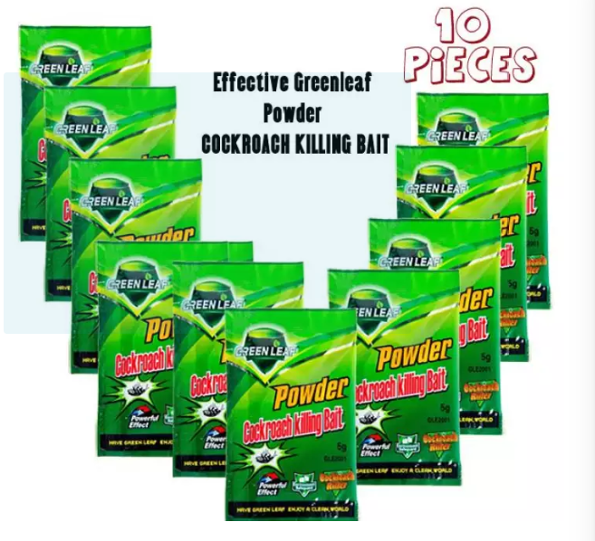 SET OF 10 Effective Green Leaf Powder Cockroach Killing Bait -- pests ...