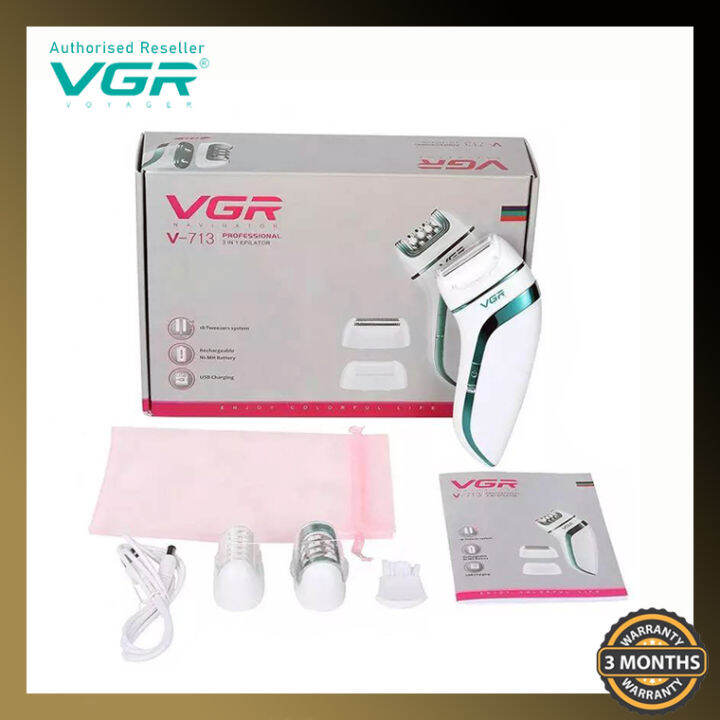 VGR Voyager Cord/Cordless V-713 USB Rechargeable Processional 3 in 1 Lady Epilator Ready Stock ...