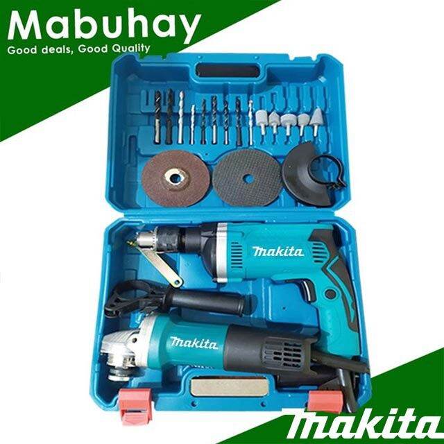 Impact Drill HP1630 Drill & Angle Grinder 9553HN Grinder Set (2in1 New ...