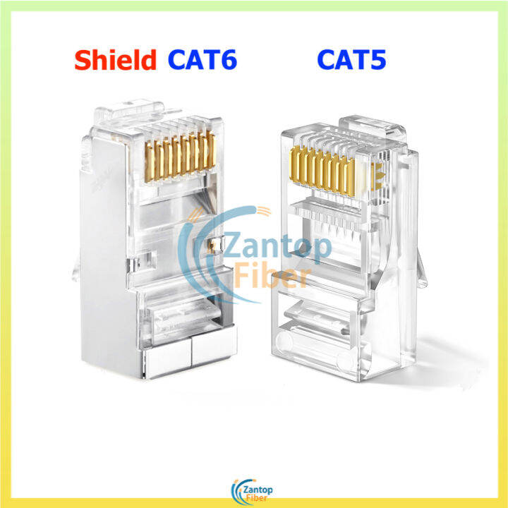 10 pcs CAT5/CAT6 8P8C RJ45 Connector Lan Connector Modular Ethernet ...