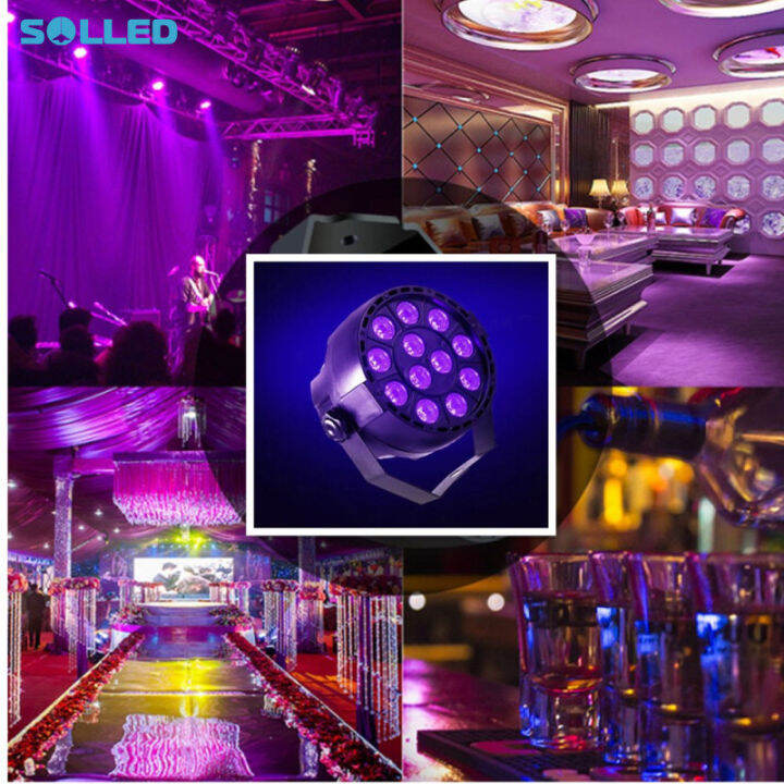 SOLLED 12LED เซ็นเซอร์เสียงโคมไฟฉายภาพแสงยูวีสีม่วงไฟเวทีสำหรับคลับ DJ ...